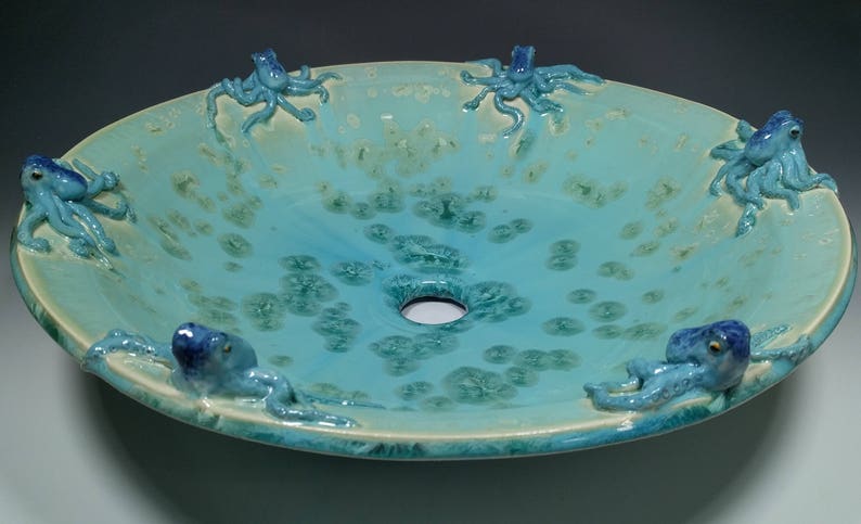 Octopus Vessel Sink Ocean Custom Ceramic Art Basin MADE TO - Etsy