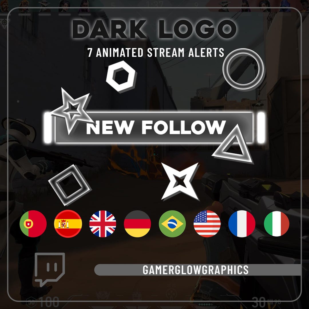Animated Dark Alerts Pack | for Twitch and Kick | Compatible With OBS ...