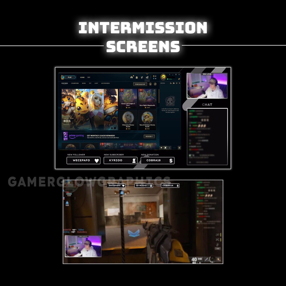 Dark Animated Stream Overlay - Twitch, Youtube, Kick - Compatible With ...