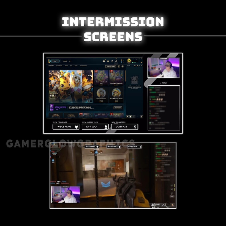 Dark Animated Stream Overlay - Twitch, Youtube, Kick - Compatible With ...