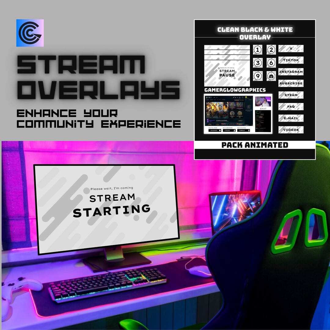White Animated Stream Overlay - Twitch, Youtube, Kick - Compatible With ...