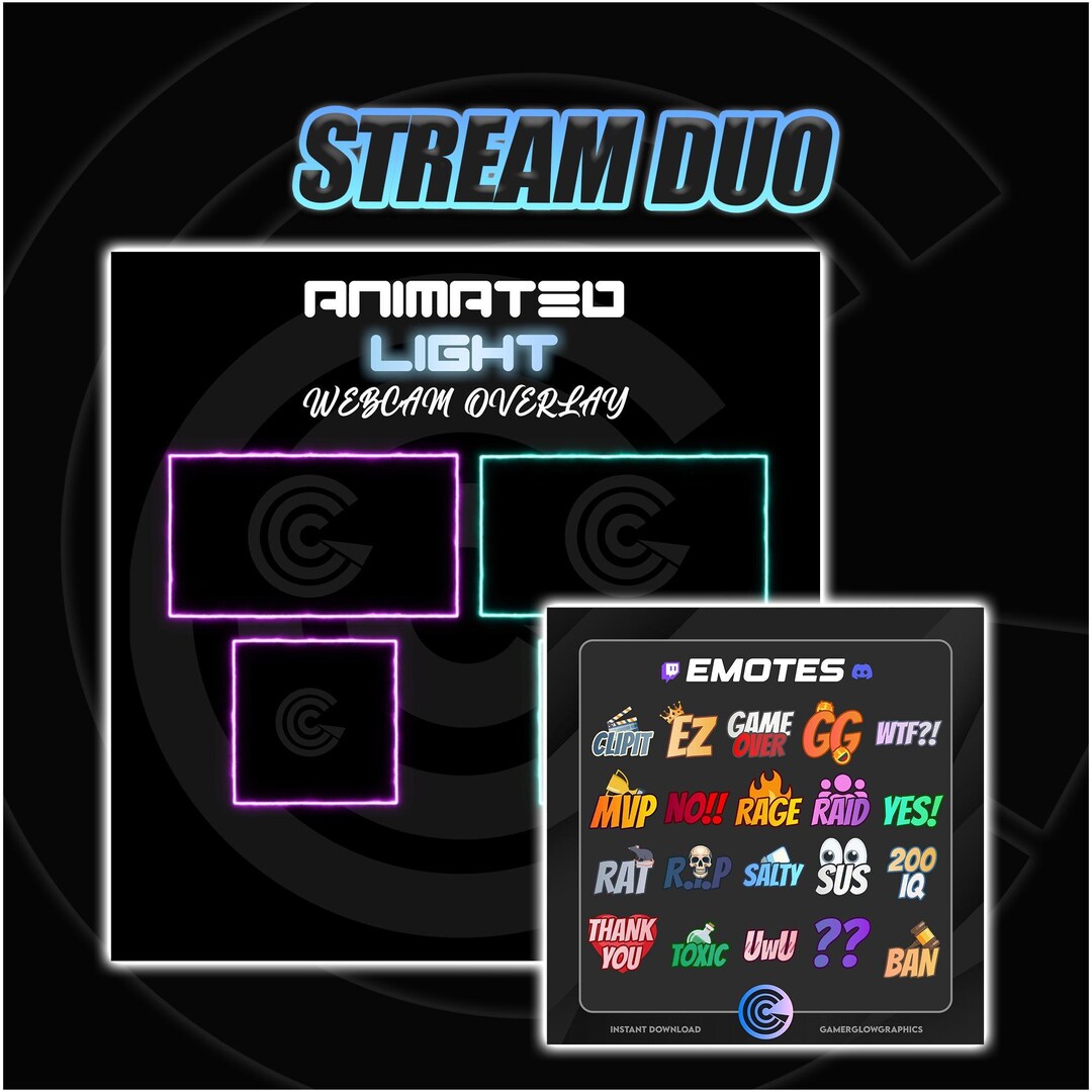 Duo Stream Pack – Light | Animated Camera Frame & Text Emotes | Twitch ...