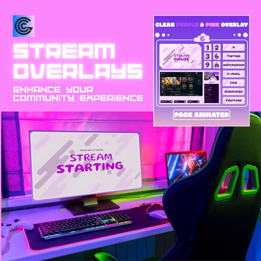 Pink Animated Stream Overlay - Twitch, Youtube, Kick - Compatible With ...