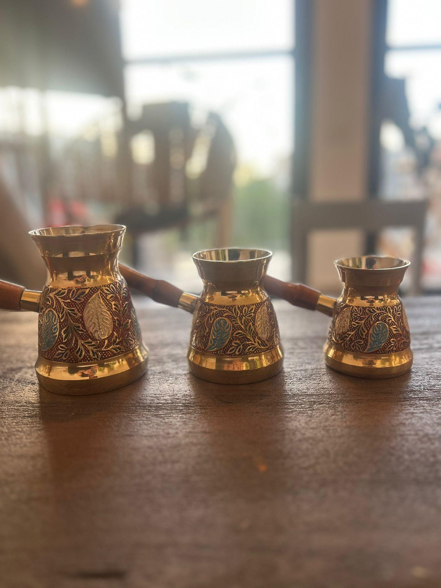 Handmade Copper Turkish Coffee Pot: Peacock Finjan, Middle Eastern ...