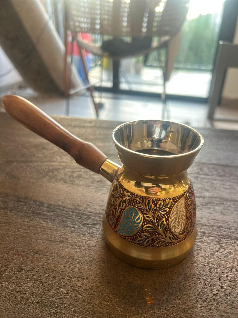 Handmade Copper Turkish Coffee Pot: Peacock Finjan, Middle Eastern ...