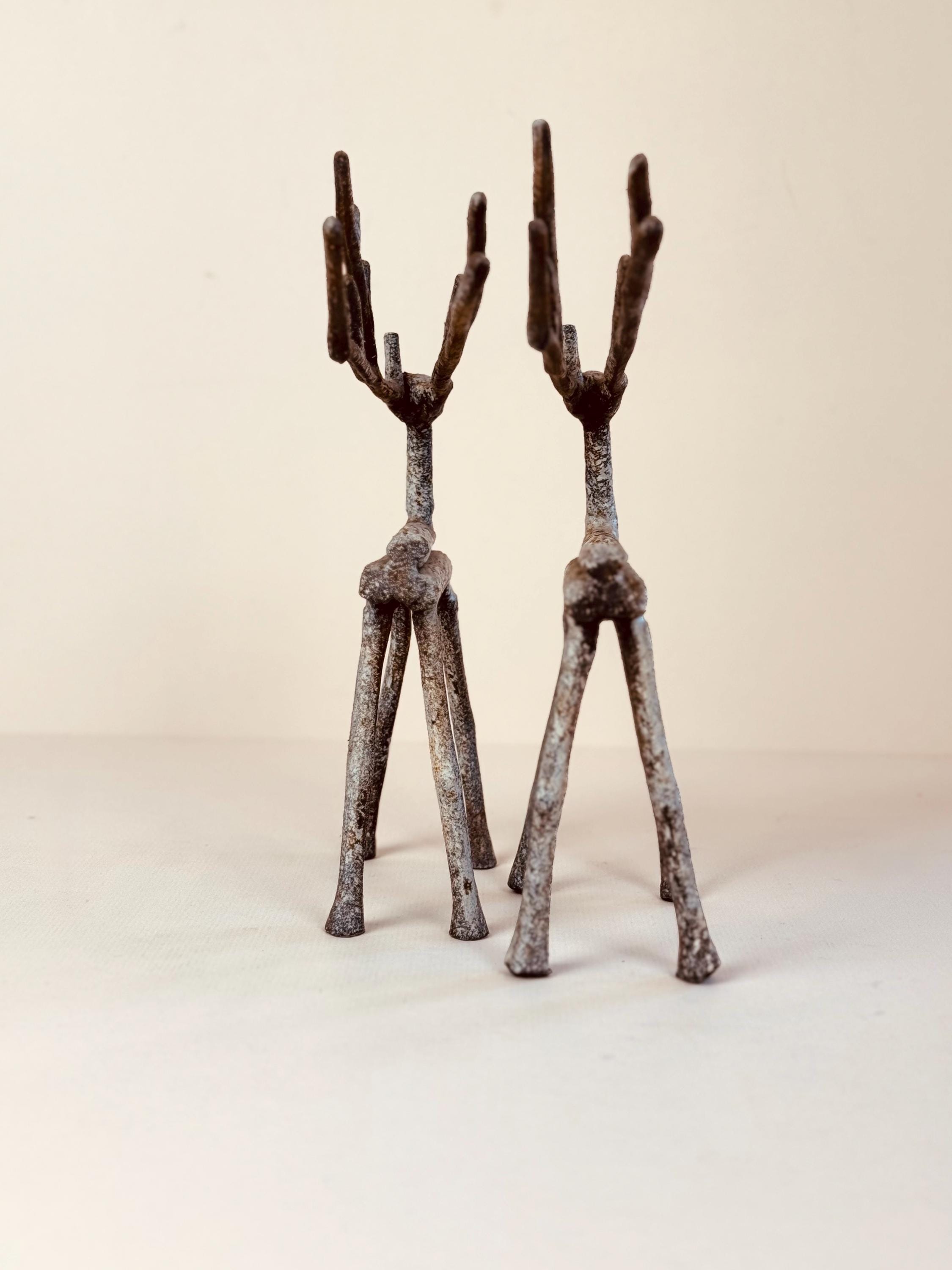 Vintage Rustic Cast Iron Twig Reindeer Deer Christmas Sculpture Statue ...
