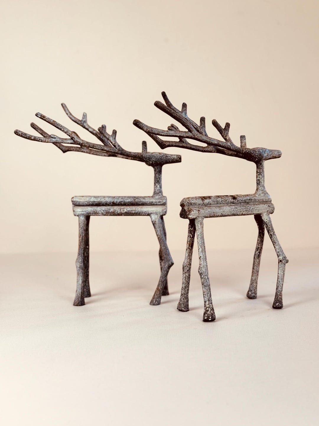 Vintage Rustic Cast Iron Twig Reindeer Deer Christmas Sculpture Statue ...