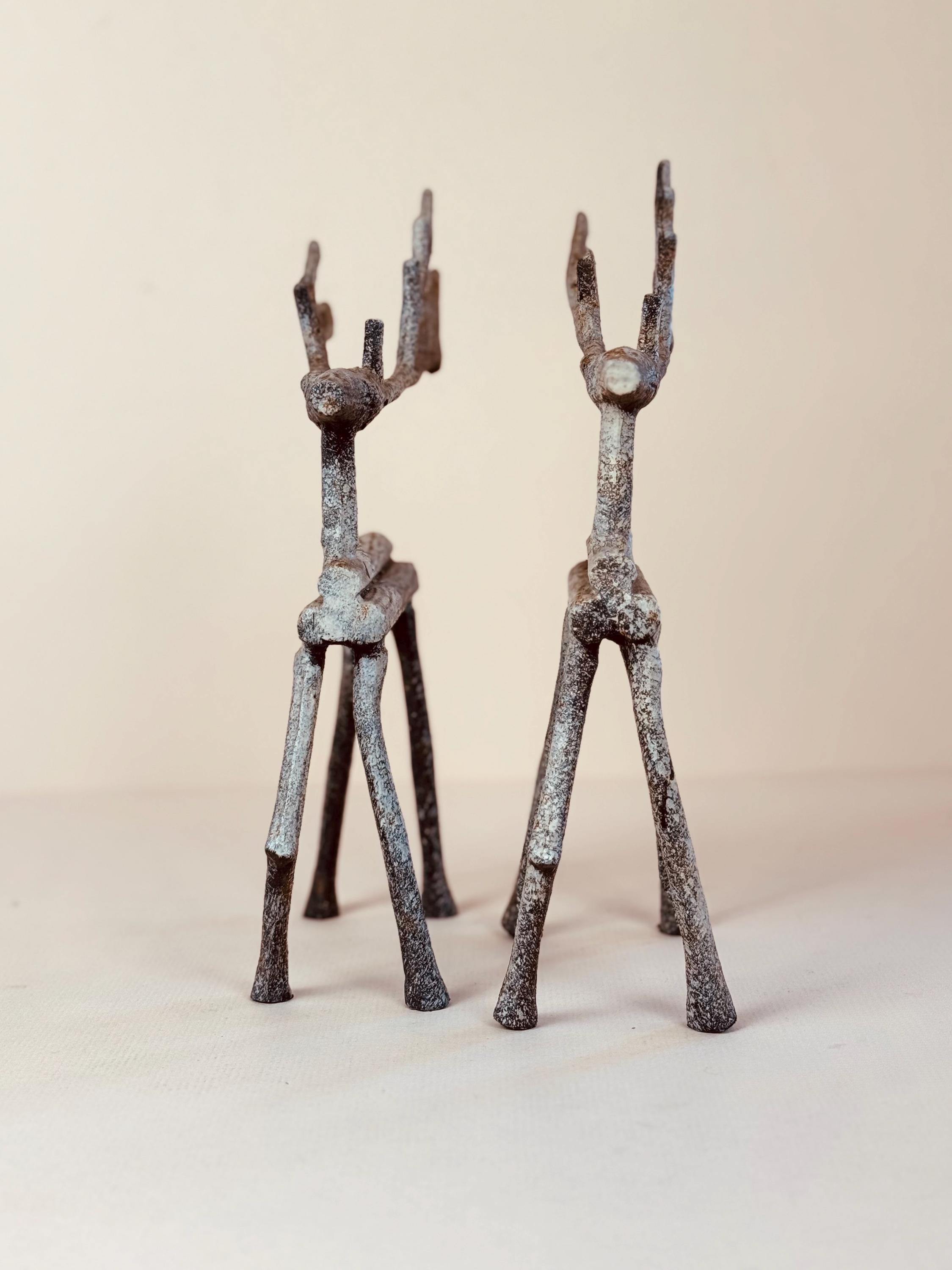 Vintage Rustic Cast Iron Twig Reindeer Deer Christmas Sculpture Statue ...