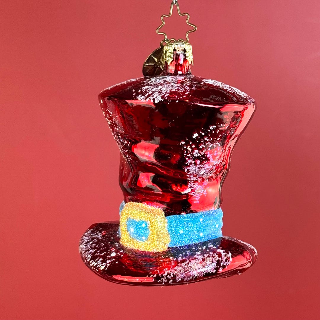 Christopher Radko Glass Red Top Hat Christmas Ornament - Etsy