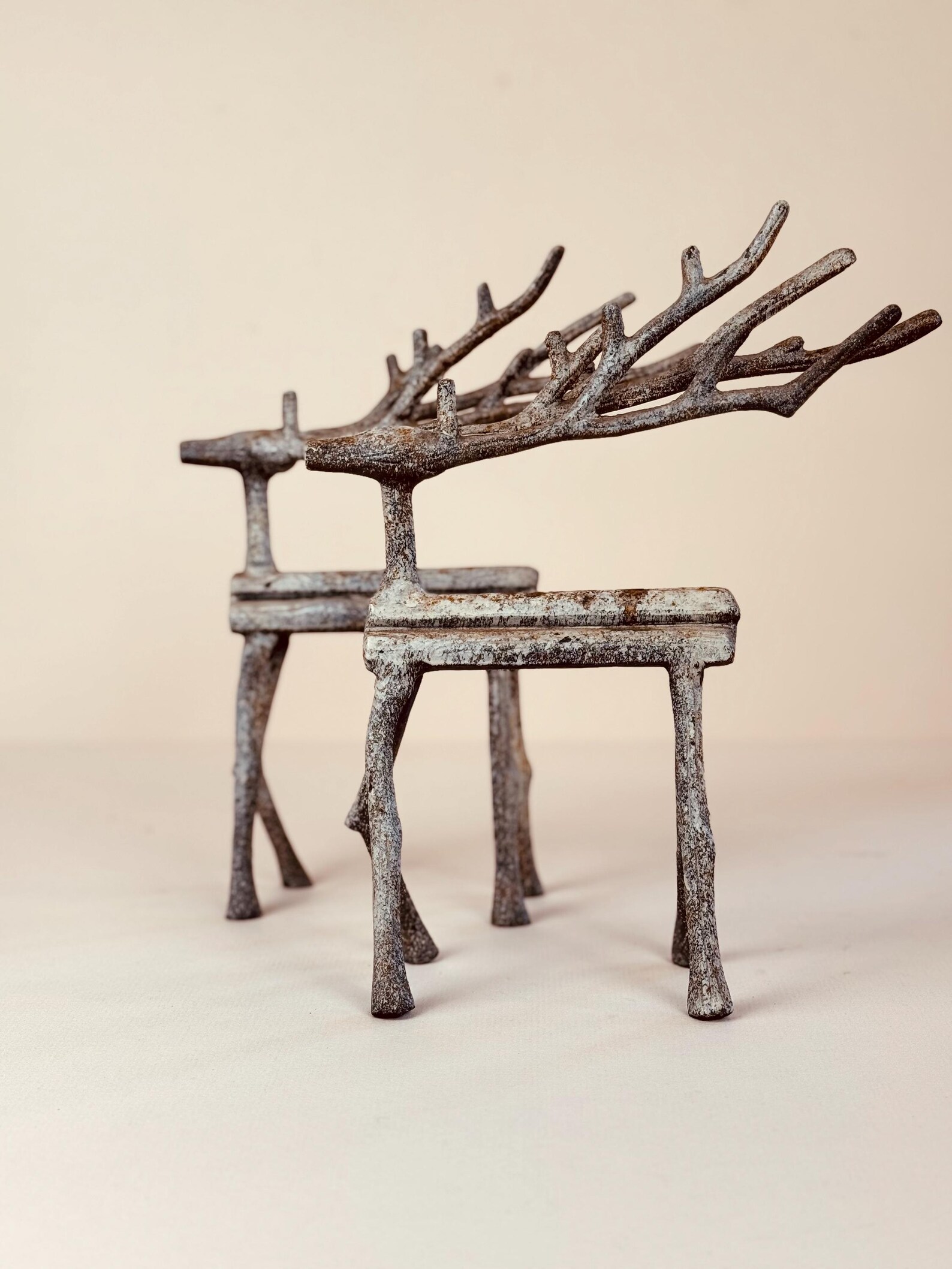 Vintage Rustic Cast Iron Twig Reindeer Deer Christmas Sculpture Statue ...