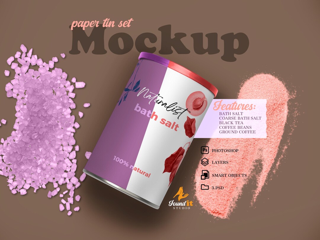 Paper Tin Box Photoshop Mockup Set| 3 Tube Packaging PSD Templates With ...