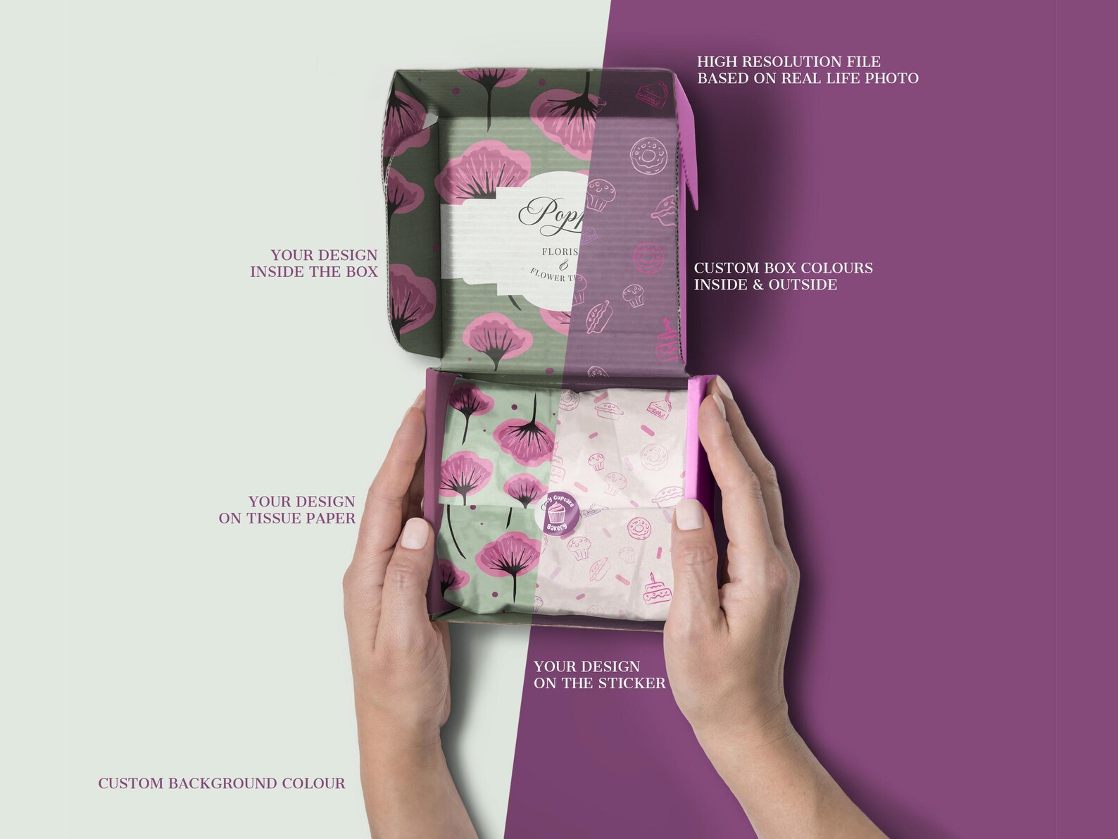 Mailing Box Mockup With Wrapping Tissue Paper & Sticker | Gift Box ...