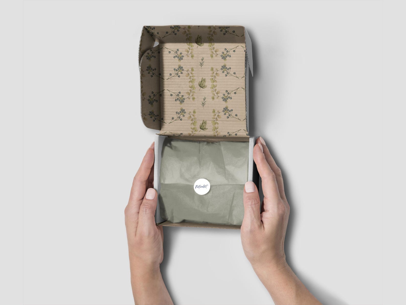Mailing Box Mockup With Wrapping Tissue Paper & Sticker | Gift Box ...