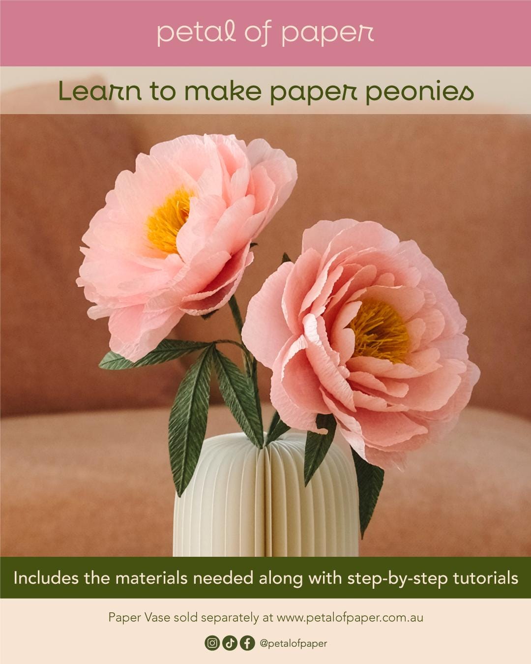 Paper Peonies DIY Kit | Learn to Craft Crepe Paper Flowers - Etsy