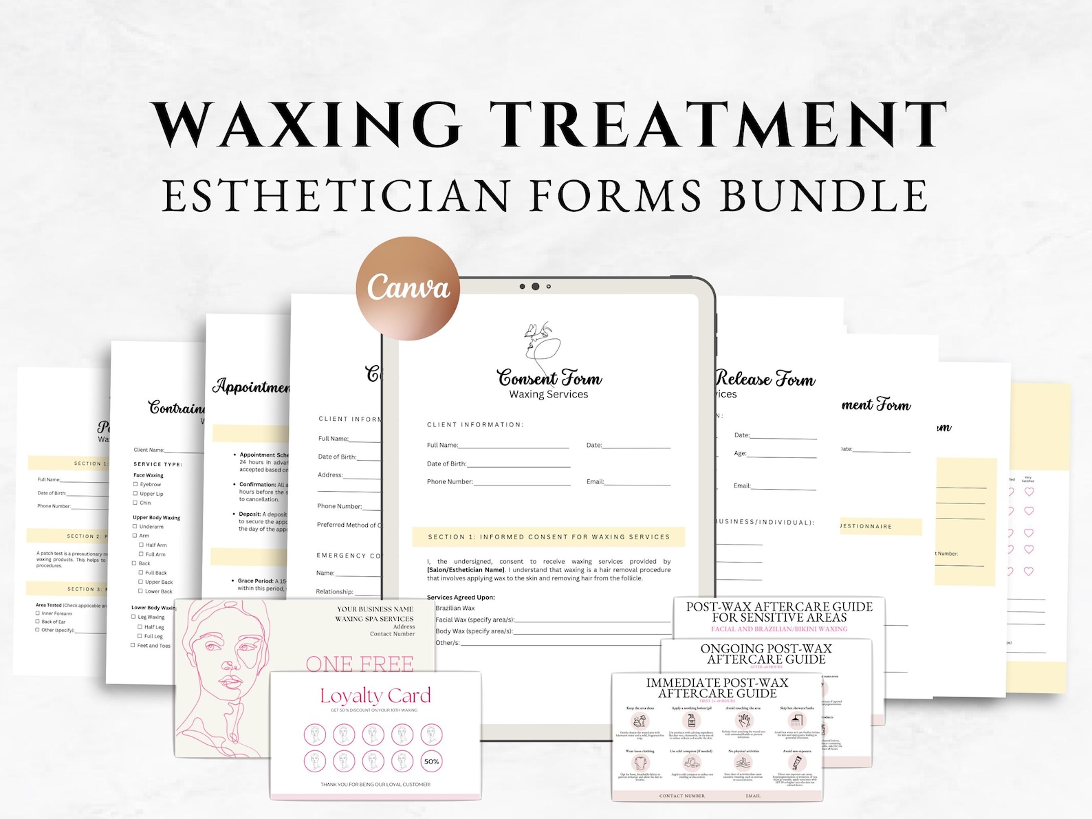 Printable Waxing Consent Forms Editable Esthetician Templates Editable ...
