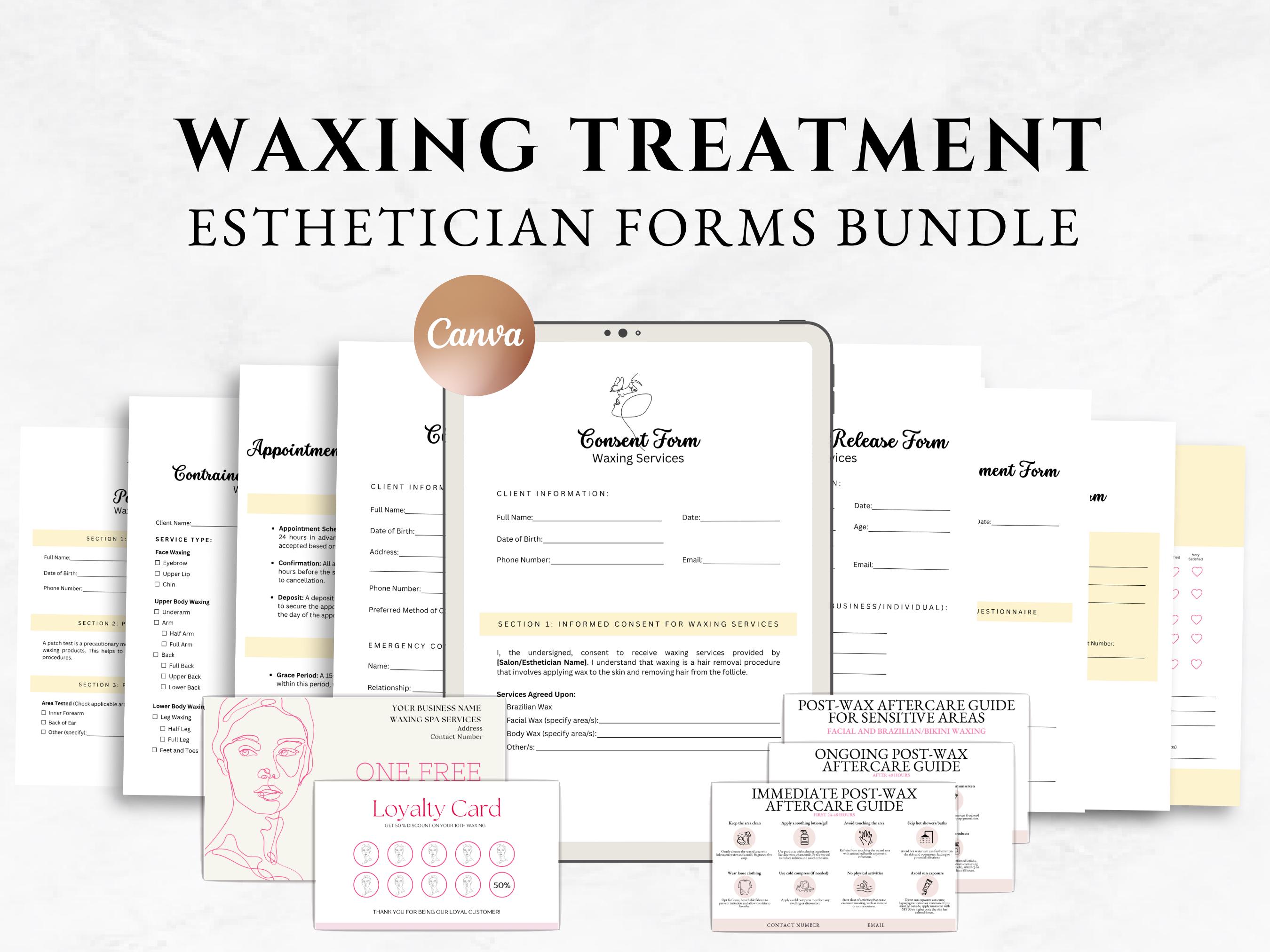 Printable Waxing Consent Forms Editable Esthetician Templates Editable ...