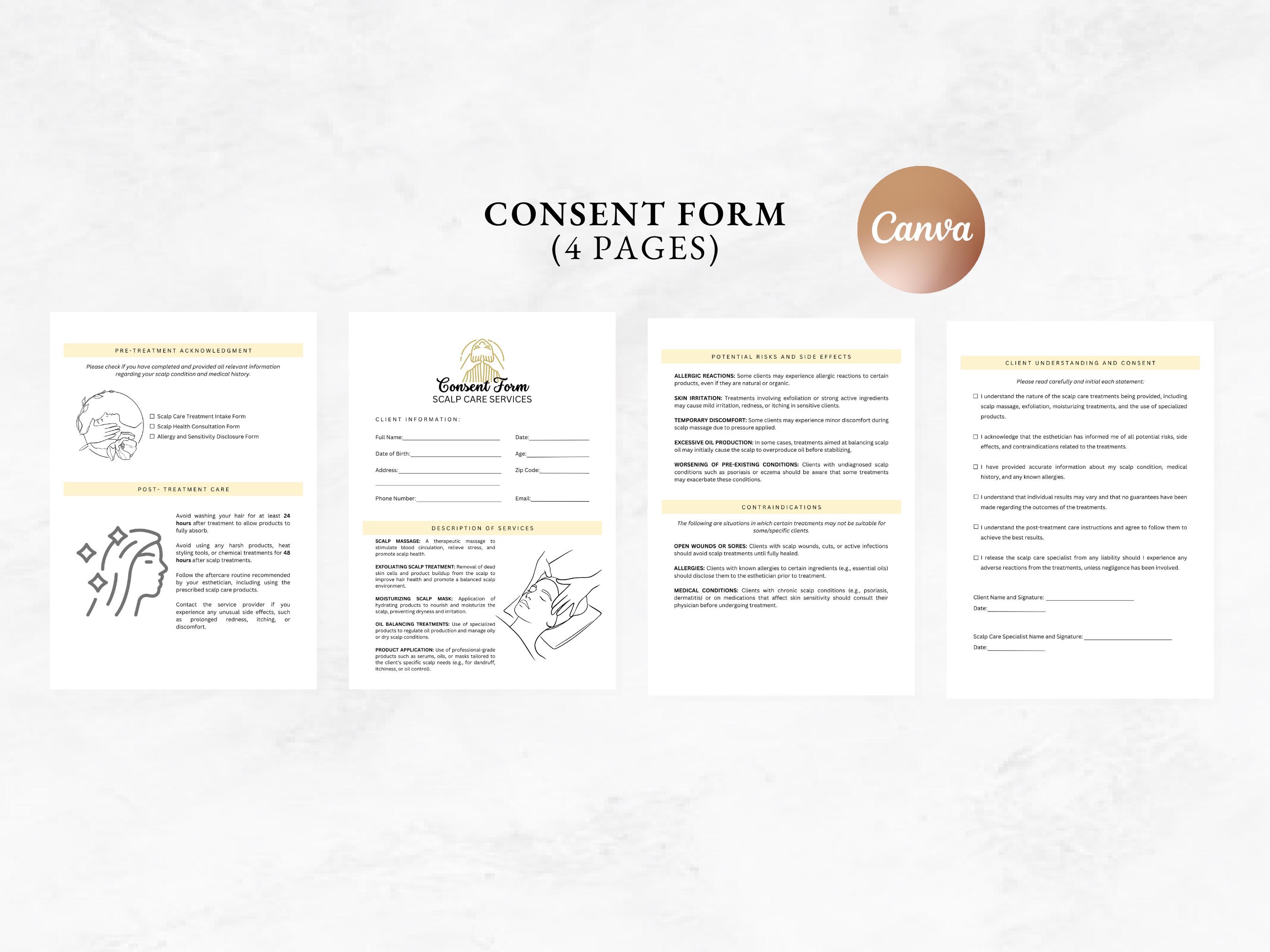 Editable Esthetician Templates Scalp Consultation Form Printable ...