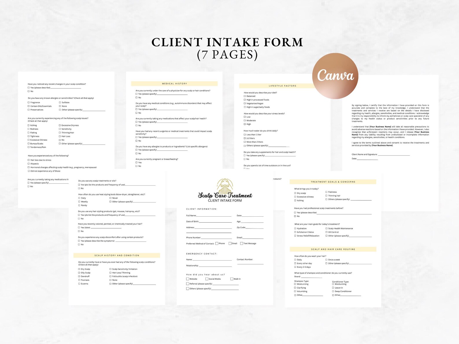 Editable Esthetician Templates Scalp Consultation Form Printable ...