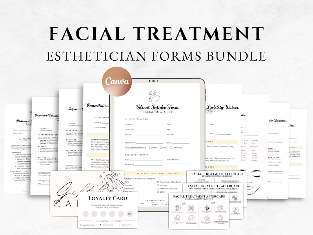 Facial Treatment Forms Facial Consultation Form Editable Esthetician ...