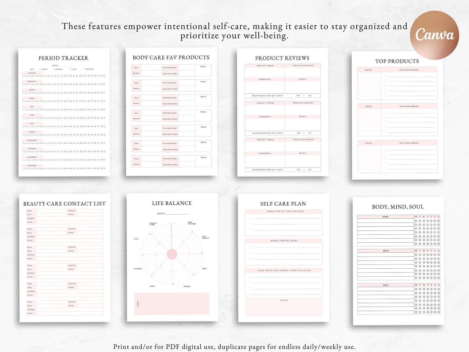 Self-care Planner Digital Self Care Journal Printable Wellness Journal ...