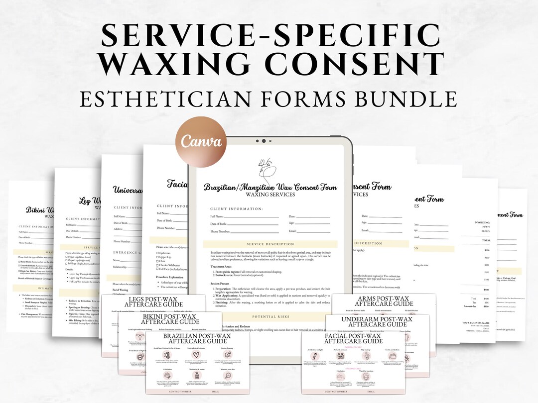 Printable Waxing Consent Forms Editable Esthetician Templates Editable ...