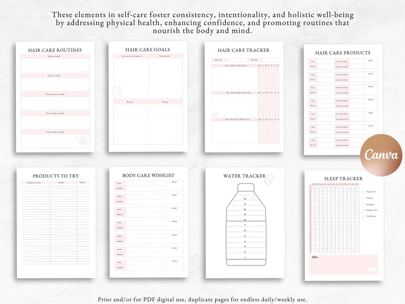 Self-care Planner Digital Self Care Journal Printable Wellness Journal ...