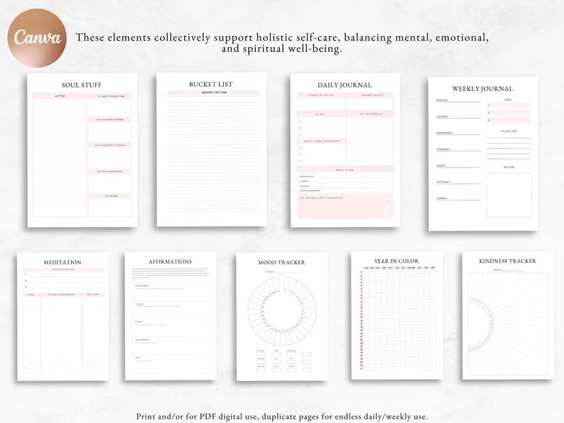 Self-care Planner Digital Self Care Journal Printable Wellness Journal ...