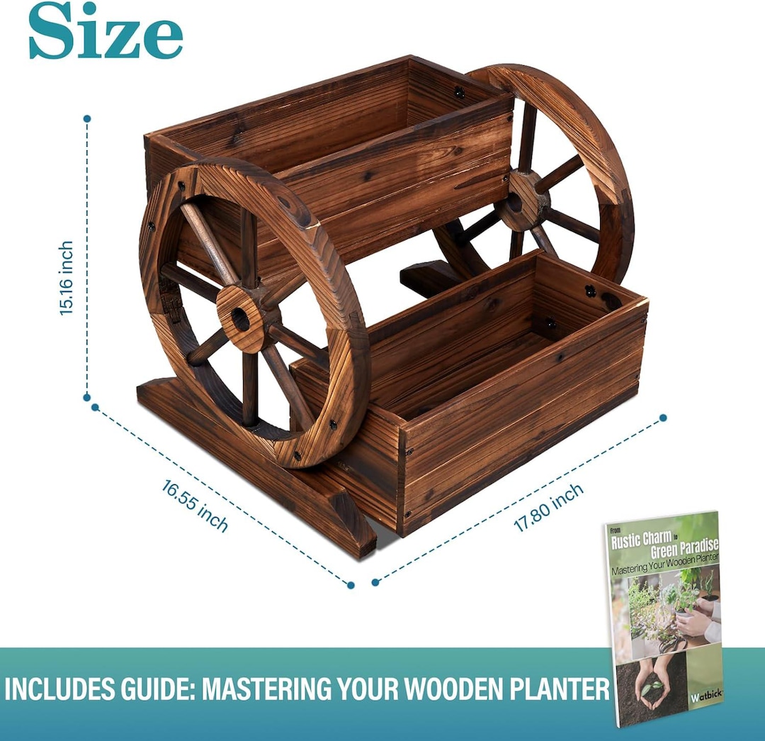 Handmade Wood Wagon Planter Box With Wheels | Garden Planter ...