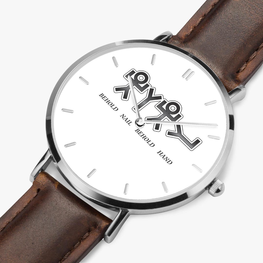 Creator's Name in Picto Hebrew YHWH Ultra-thin Leather Strap Quartz ...