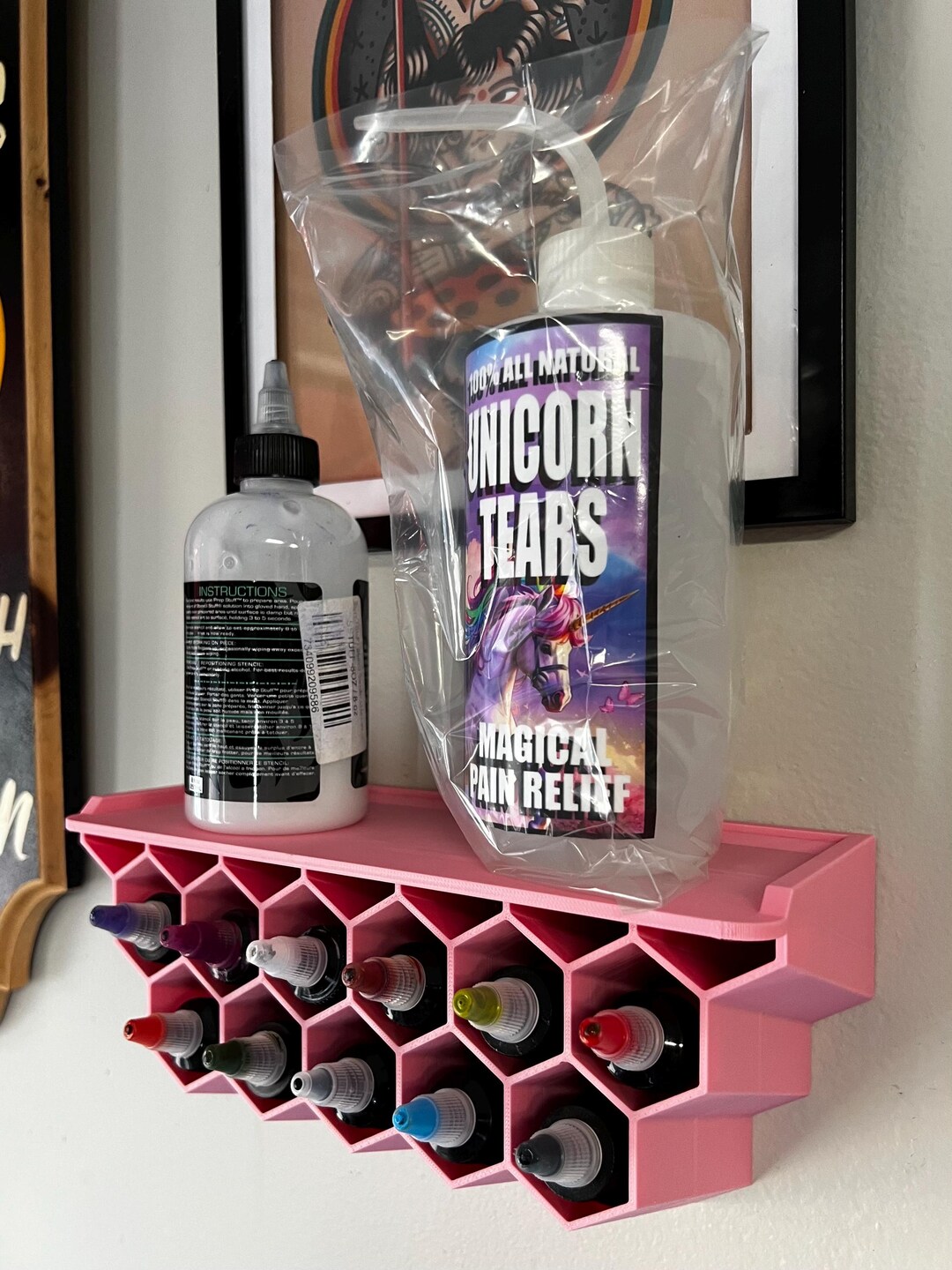 11 Bottle Tattoo Ink Holder Rack With Shelf (pink) - Etsy