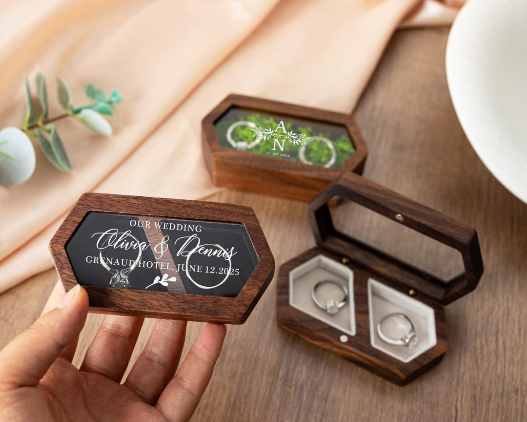 Custom Wedding Ring Box, Engagement Ring Holder, Wedding Ceremony Ring ...