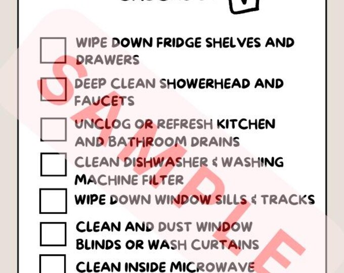 Printable Monthly Deep Cleaning Checklist - Etsy