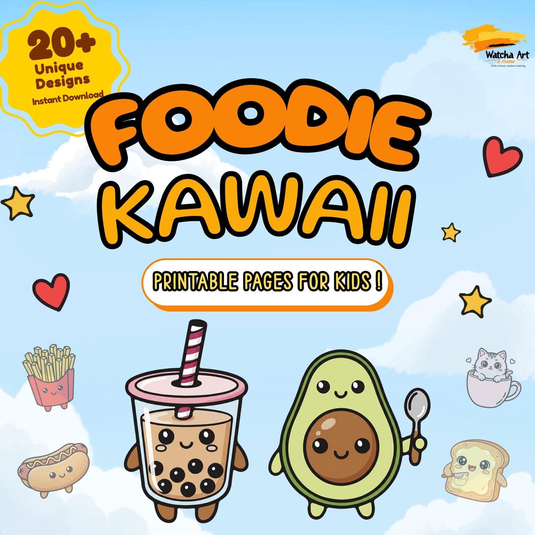 Bold and Easy Foodie Kawaii Coloring Pages | 20 Cute Food Coloring ...