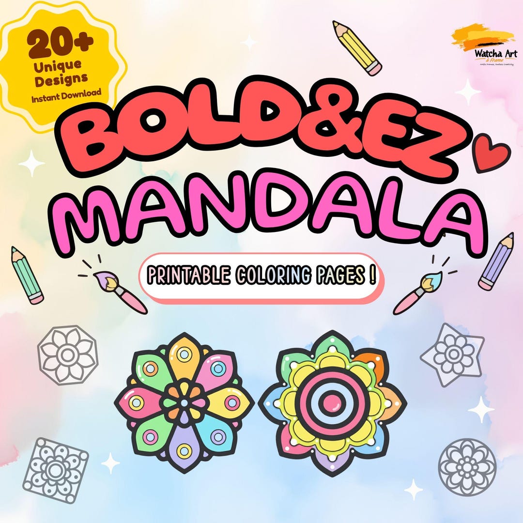 Bold and Easy Mandala Coloring Pages, Simple Mandalas for Adults and ...