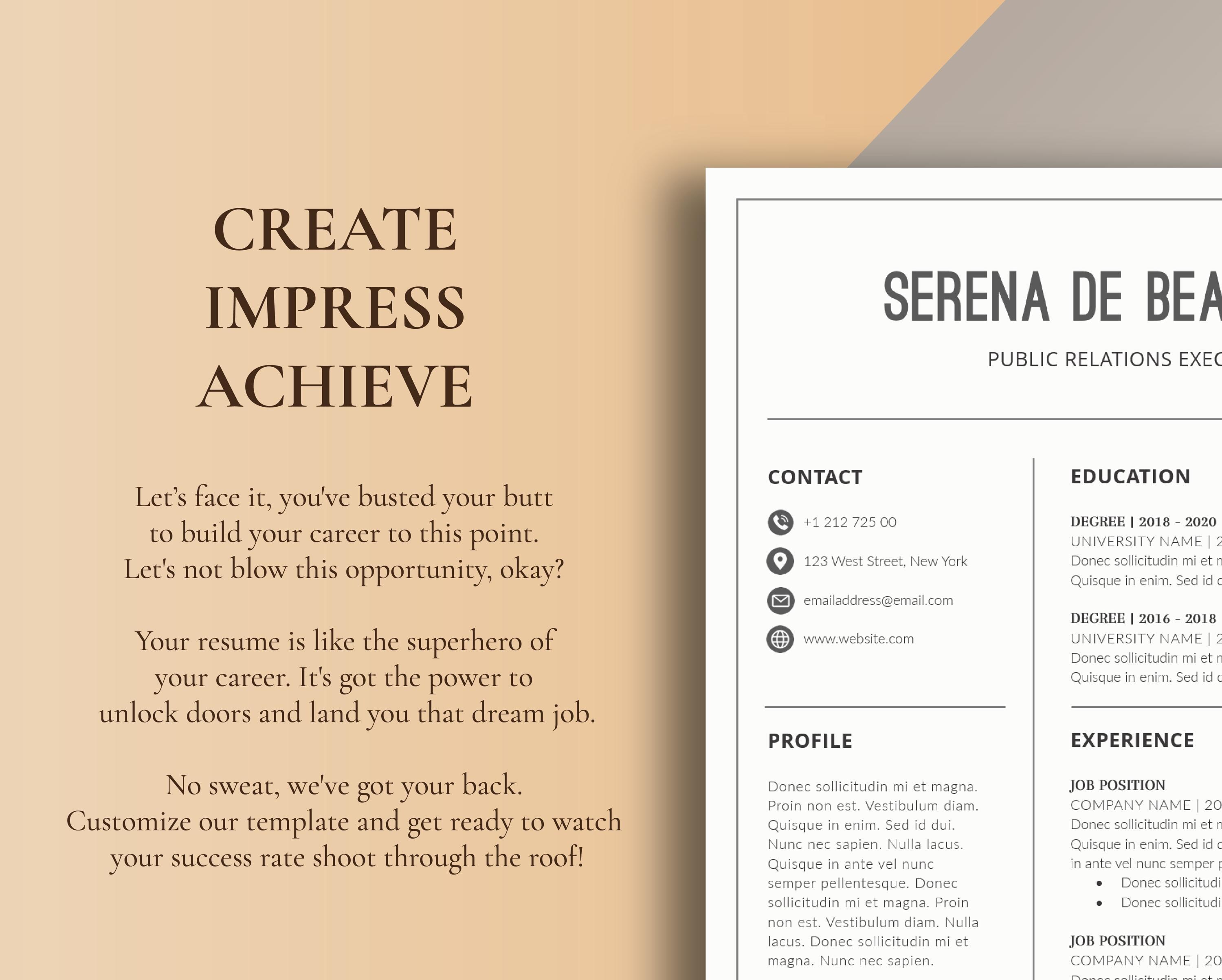 Premium Resume Template, Editable Customizable Word Template, Modern ...