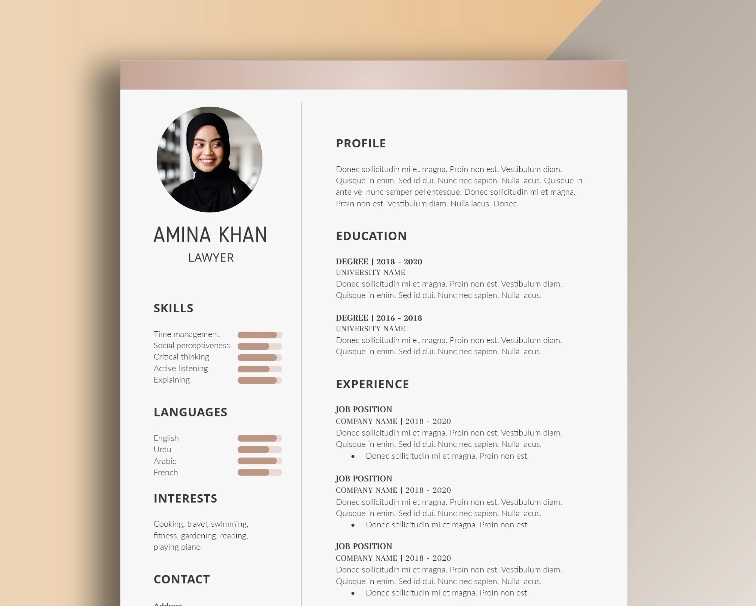 Sleek Lawyer CV Template for Career Glory - Editable Word Format ...
