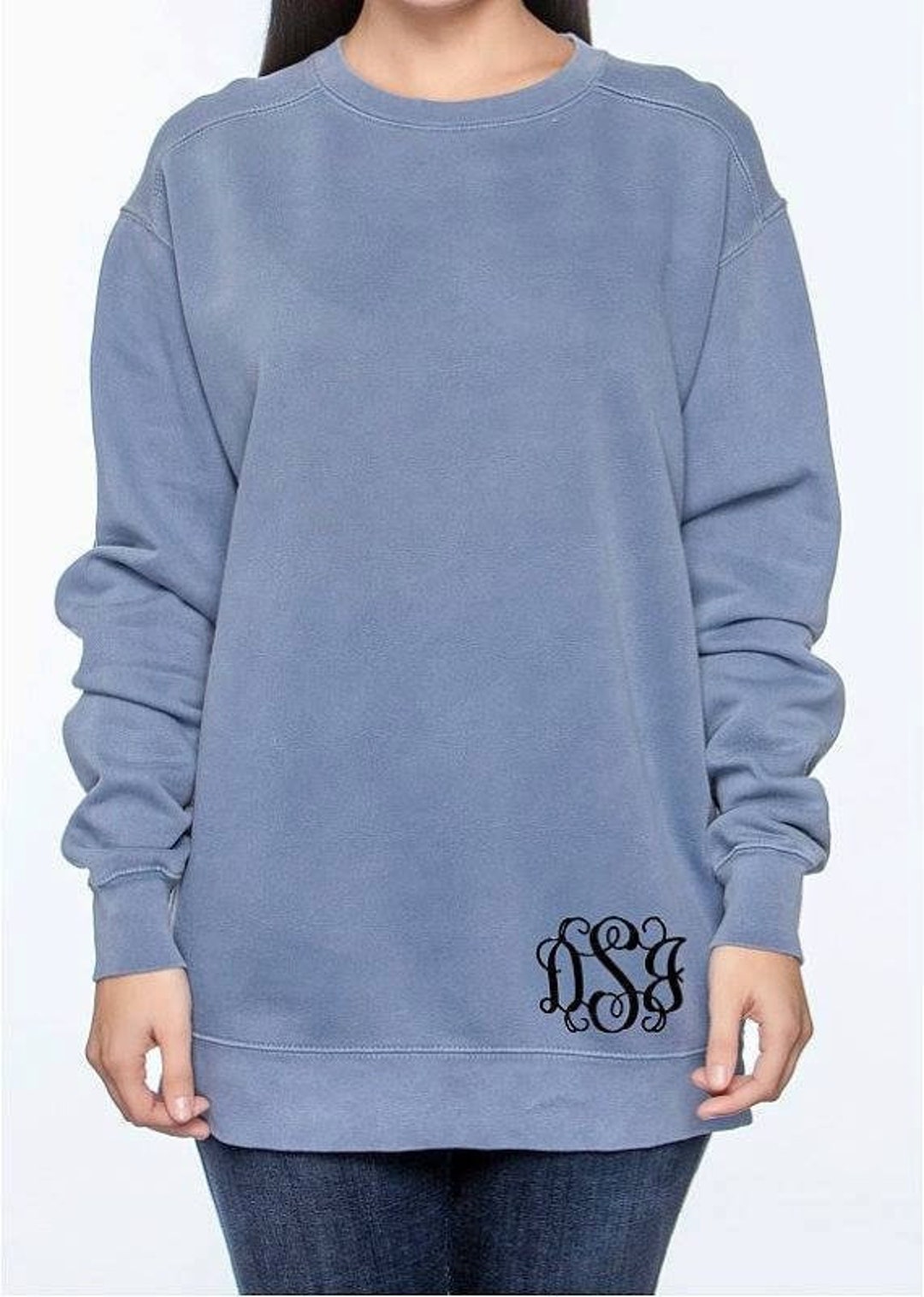 Comfort Colors Monogram Sweatshirt, Sweatshirt Embroider, Personalized ...