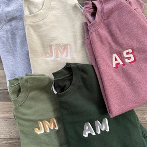 Shadow Block Monogram Sweatshirt, Neutral Embroidered Monogram ...