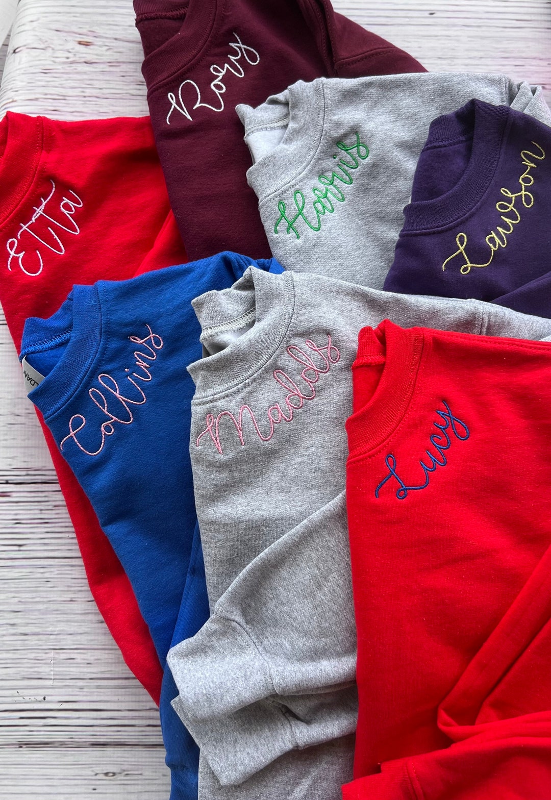 Personalized Embroidered Neck Sweatshirt, Collar Monogram Pullover - Etsy