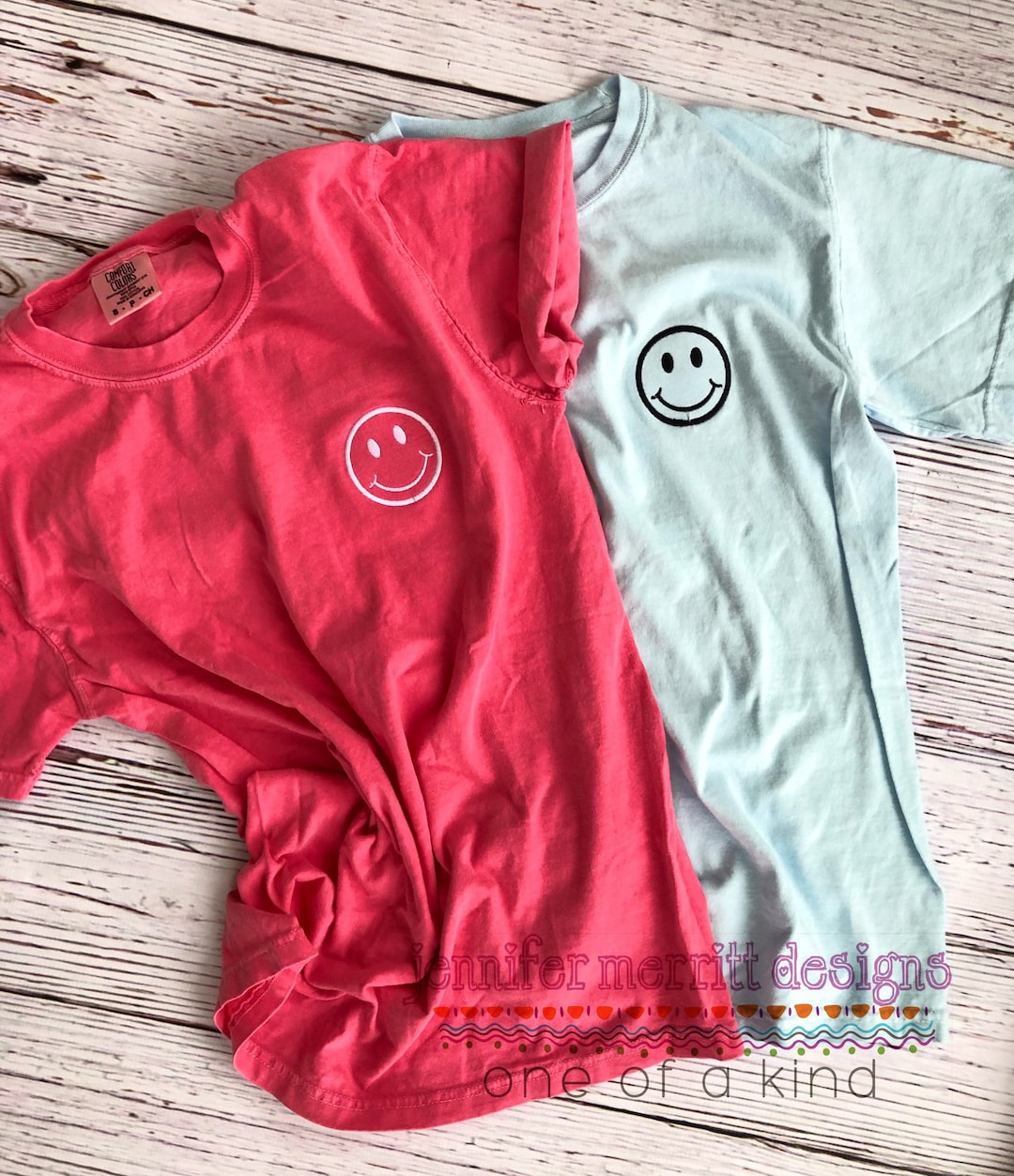 Smiley Face Comfort Colors Tee, Embroidered Shirt, Retro Smiley Face ...
