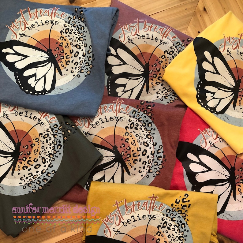 Just Breathe Butterfly Screen Print T-shirt Butterfly Graphic - Etsy