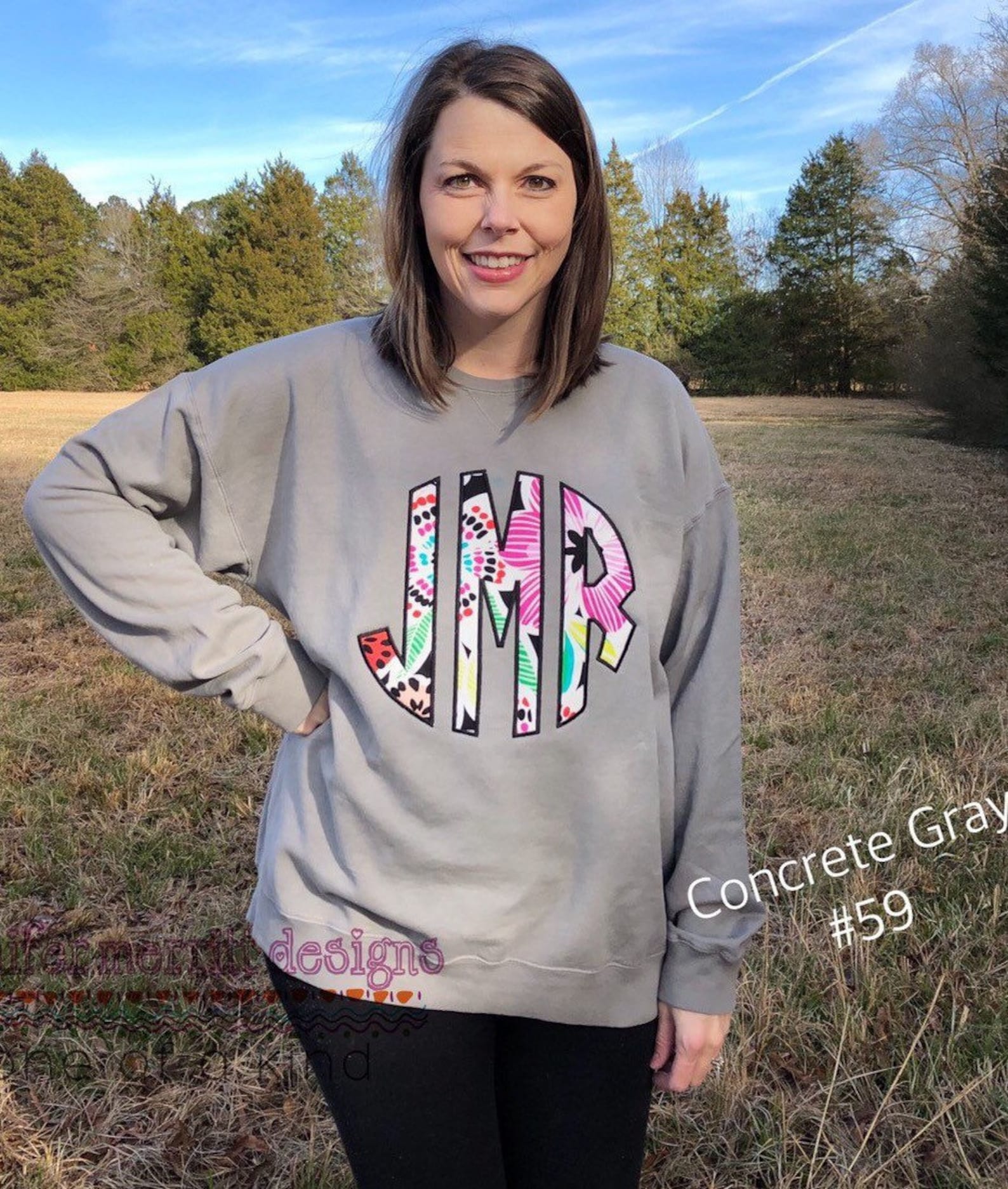 Monogram Sweatshirt for Ladies Monogram Applique Sweatshirt | Etsy