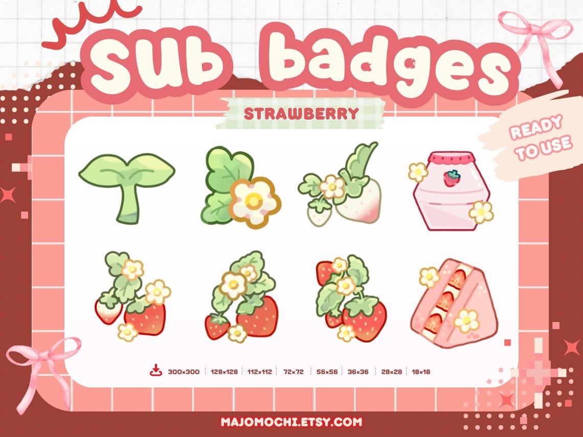 Sub Badges Strawberry Evolution | Twitch Badges, Twitch Emotes. Bit ...