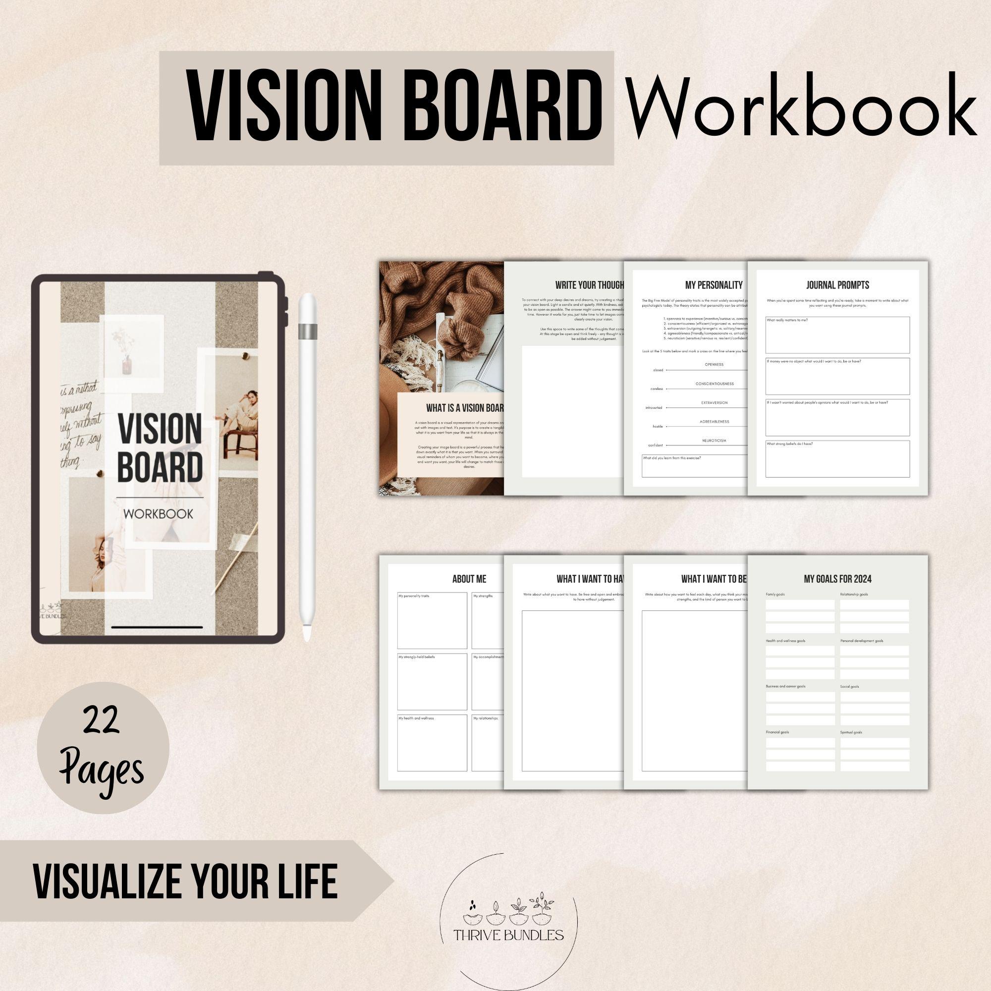 Vision Board Workbook Printable, Goal Setting Journal, Life Design ...