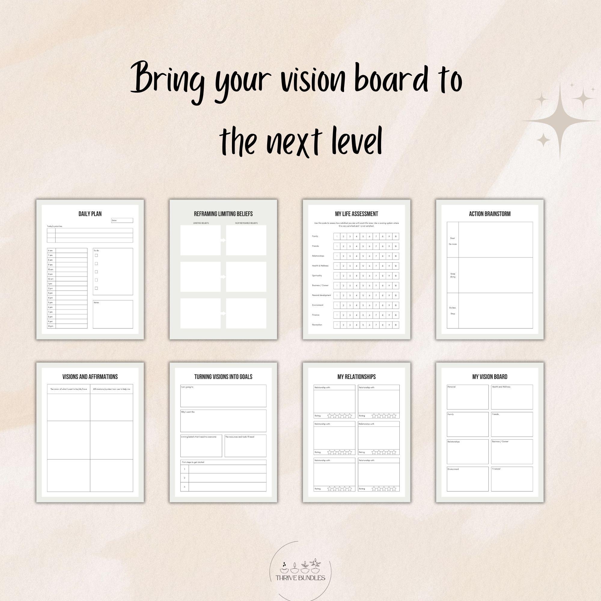 Vision Board Workbook Printable, Goal Setting Journal, Life Design ...