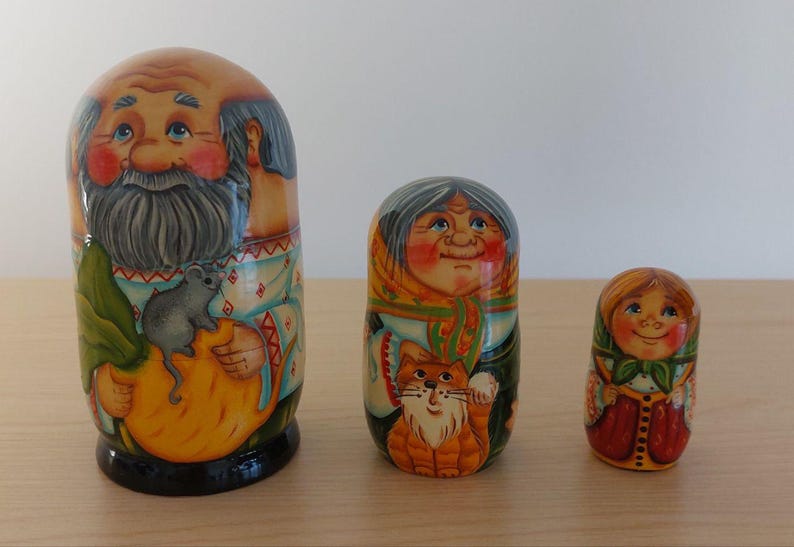 Handmade Russian Nesting Doll, Classic Matryoshka, 3 Pcs - Etsy