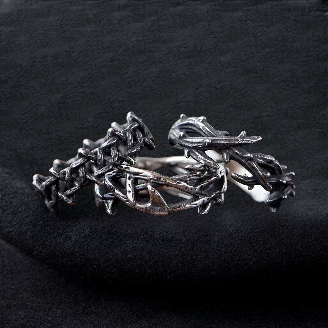 Jesus Crown of Thorns Silver Ring Stainless Steel Spiked Crown Ring ...