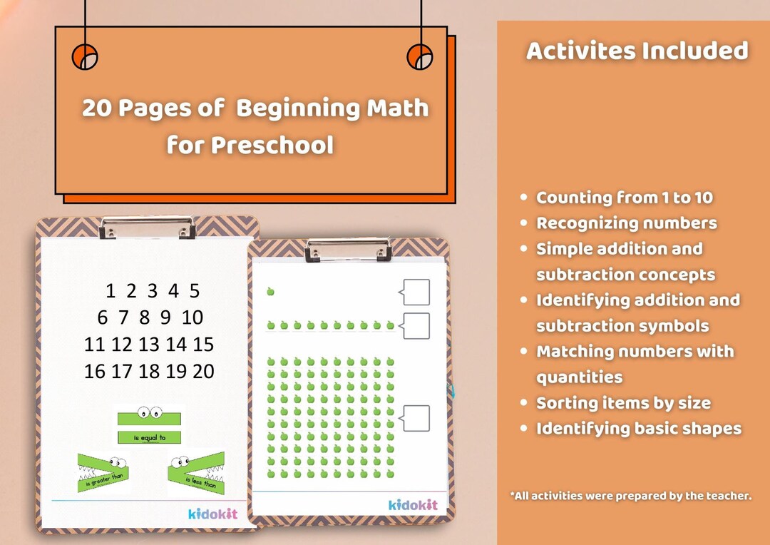 Preschool Math, Beginning Math, Printable Preschool Busy Binder Digital ...