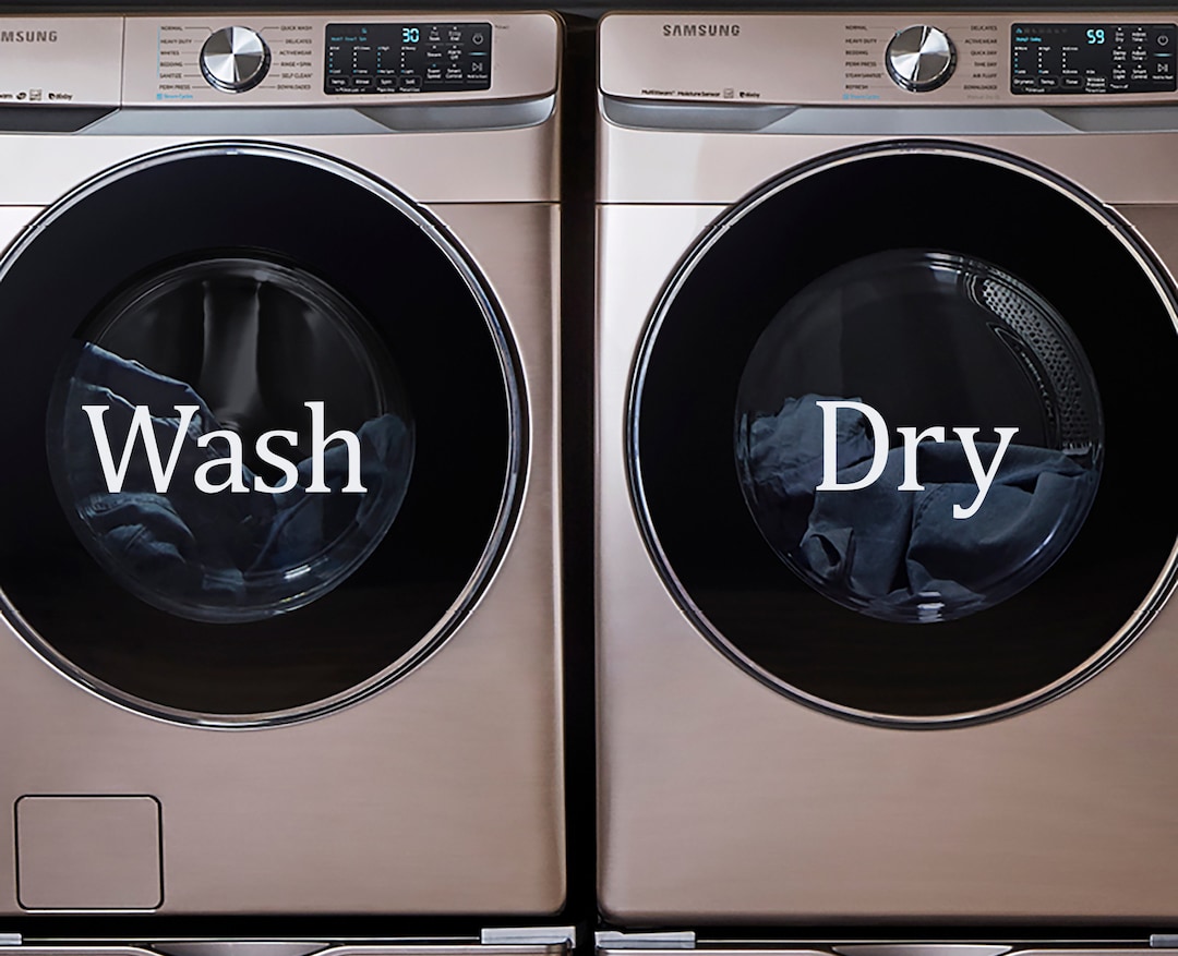 Laundry Decals - Wash & Dry Sticker Set - Simple Modern Washer Dryer ...