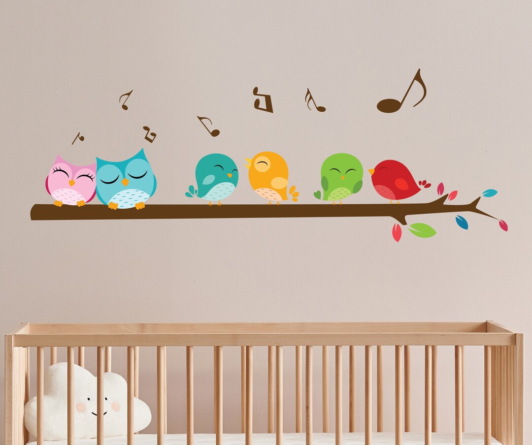 Singing Owls and Birds Wall Decal - Full Color - - Etsy